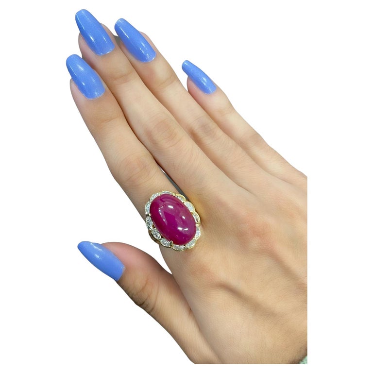 17.43 Ct Cabochon Burma No Heat Ruby GIA Ring For Sale at 1stDibs