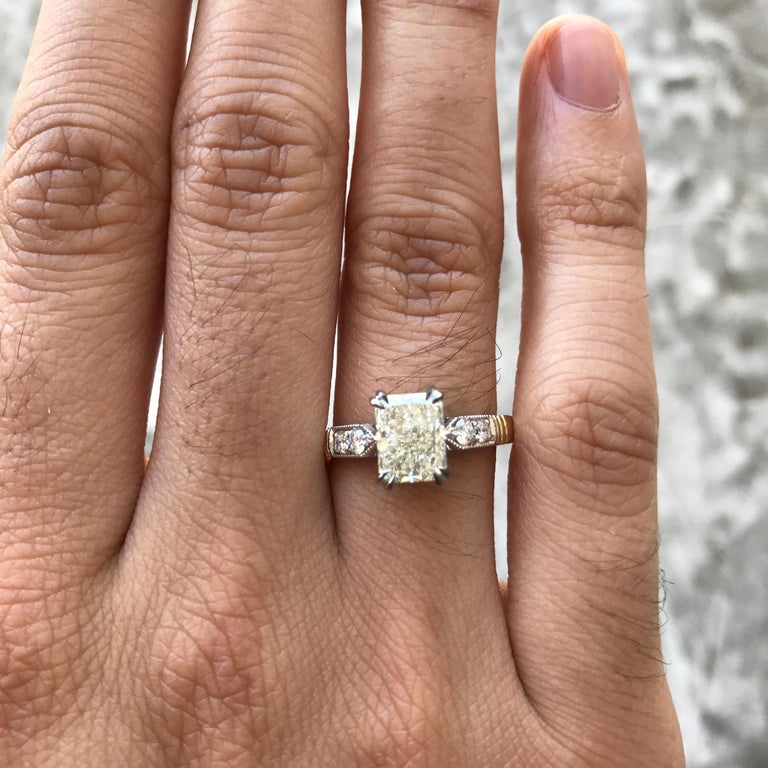 1.75 Carat Approximate Radiant Diamond with Milgrain, Ben Dannie For ...