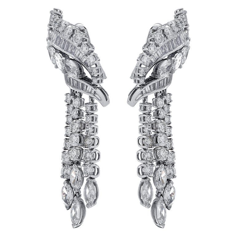 17.50 Carat Diamond Dangle Earrings For Sale at 1stDibs