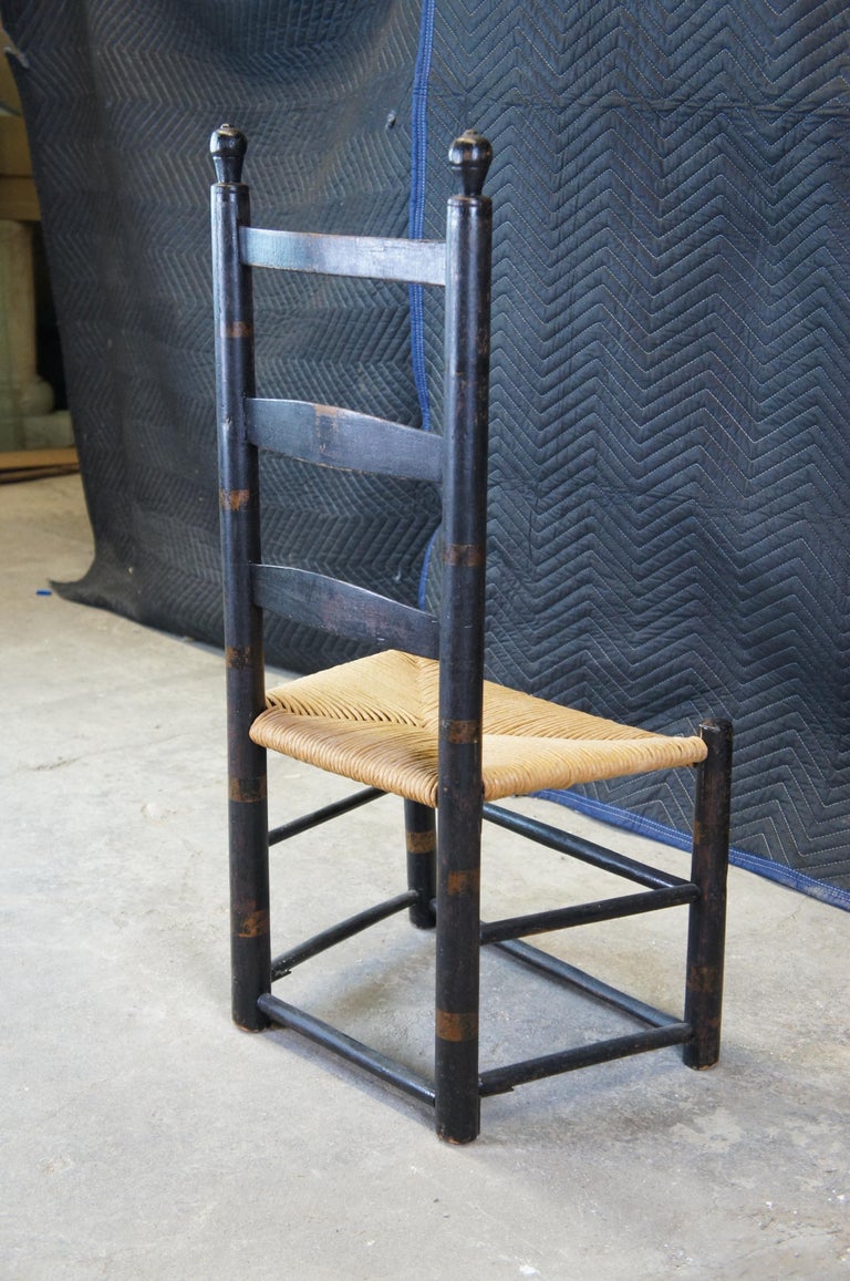 1757 Antique 18th Century Primitive Folk Art Ladderback Rush Shaker ...