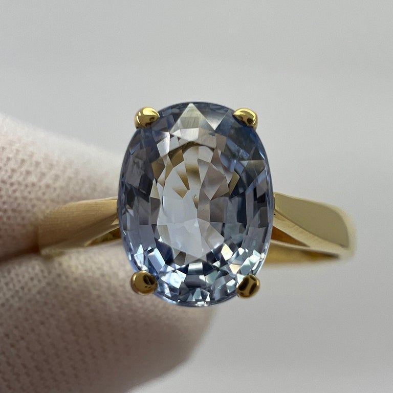 1.75ct Light Pastel Blue Ceylon Sapphire Oval Cut 18k Yellow Gold ...