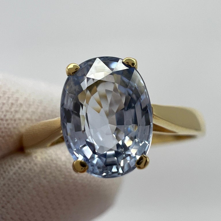 1.75ct Light Pastel Blue Ceylon Sapphire Oval Cut 18k Yellow Gold ...