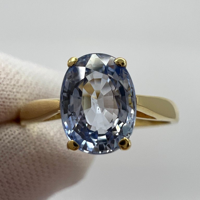 1.75ct Light Pastel Blue Ceylon Sapphire Oval Cut 18k Yellow Gold ...