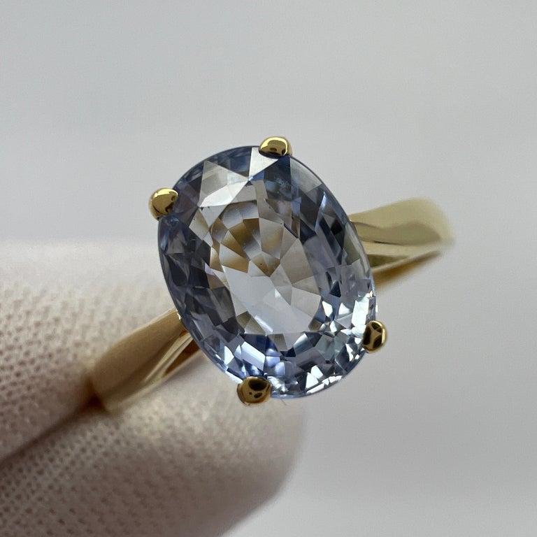 1.75ct Light Pastel Blue Ceylon Sapphire Oval Cut 18k Yellow Gold ...