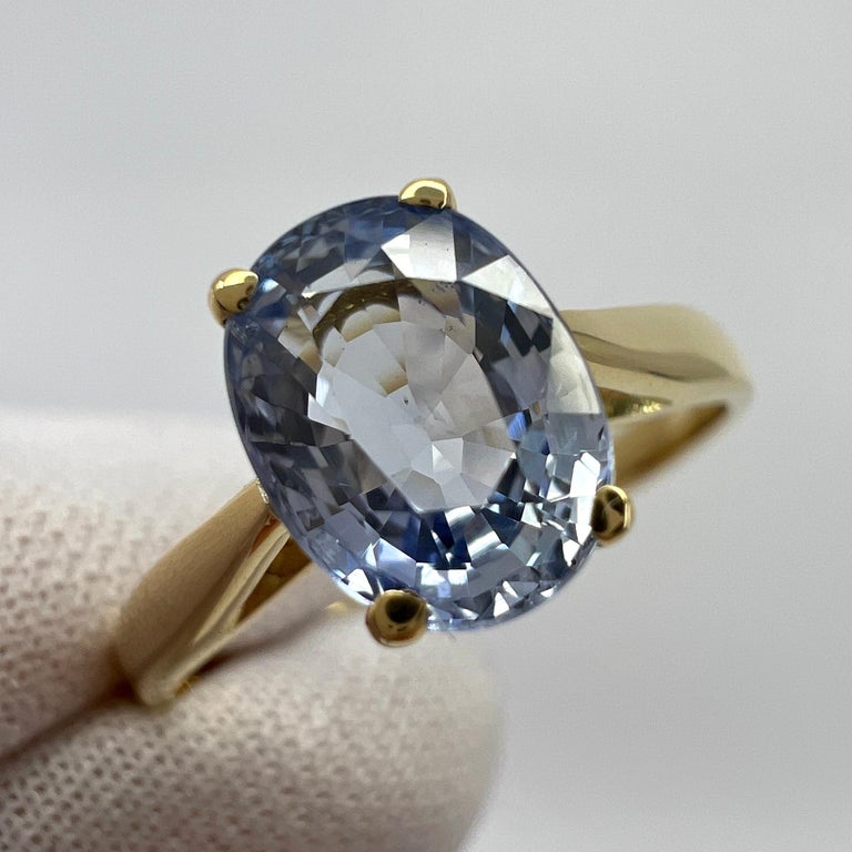 1.75ct Light Pastel Blue Ceylon Sapphire Oval Cut 18k Yellow Gold ...