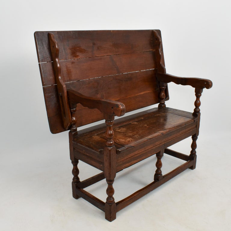 1760, Oak Monk's Bench That Becomes Table For Sale at 1stDibs
