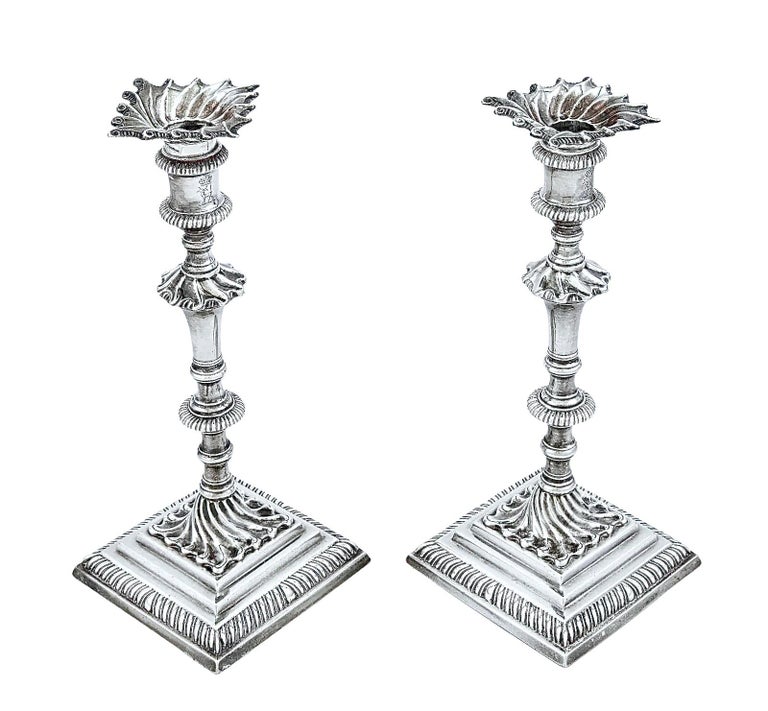1763 Pair of George III Sterling Silver Candlesticks by William Cafe ...