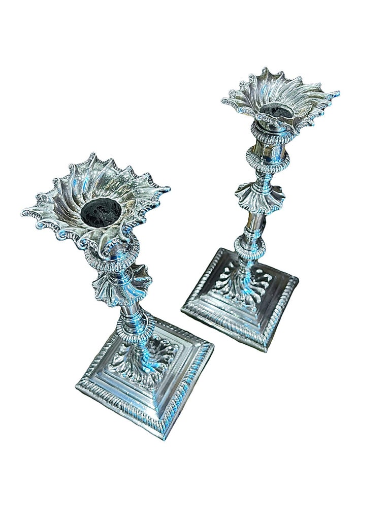 1763 Pair of George III Sterling Silver Candlesticks by William Cafe ...