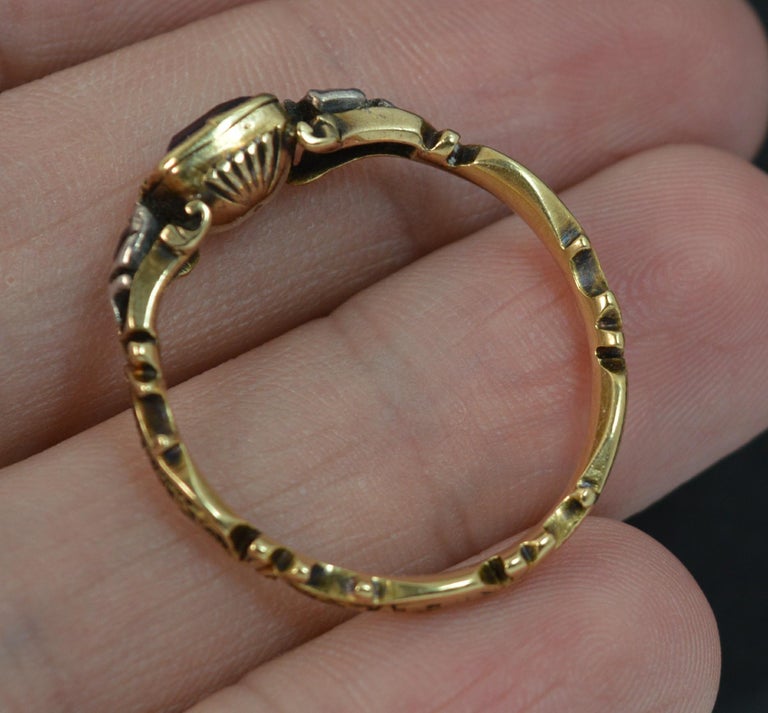 1764 Henry Drake 18 Carat Gold Enamel Amethyst Mourning Band at 1stDibs