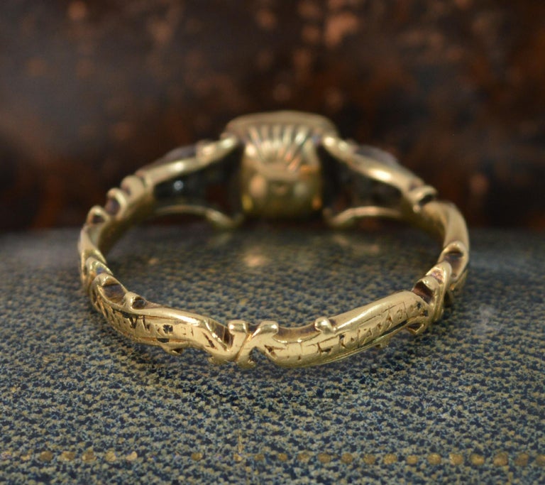 1764 Henry Drake 18 Carat Gold Enamel Amethyst Mourning Band at 1stDibs