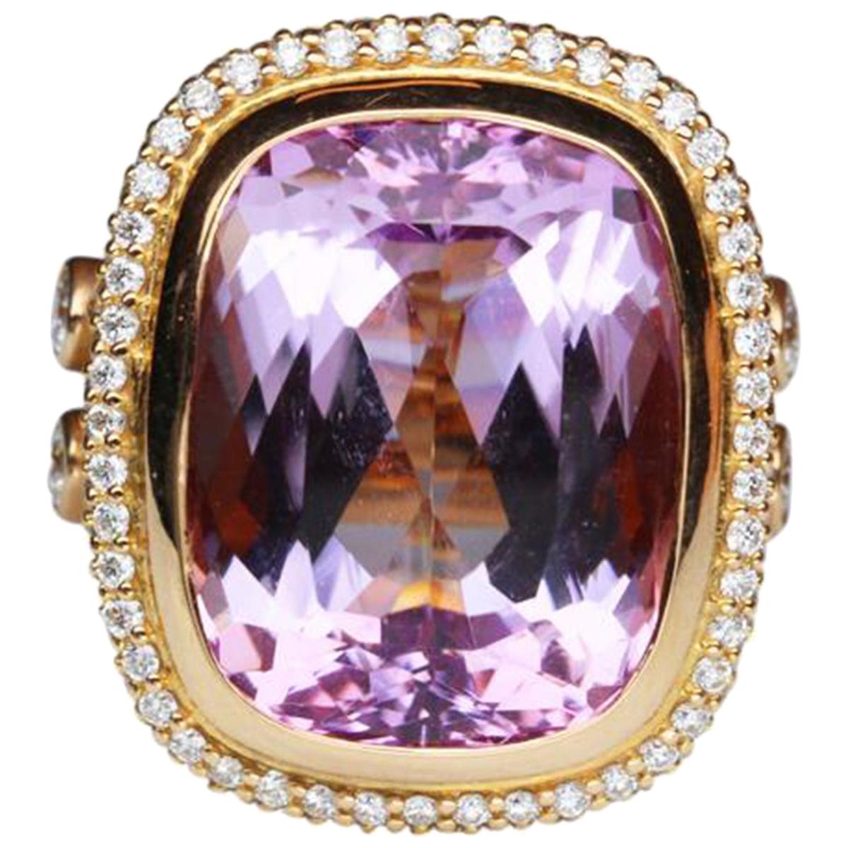 Diamond Pink Kunzite Ring at 1stDibs