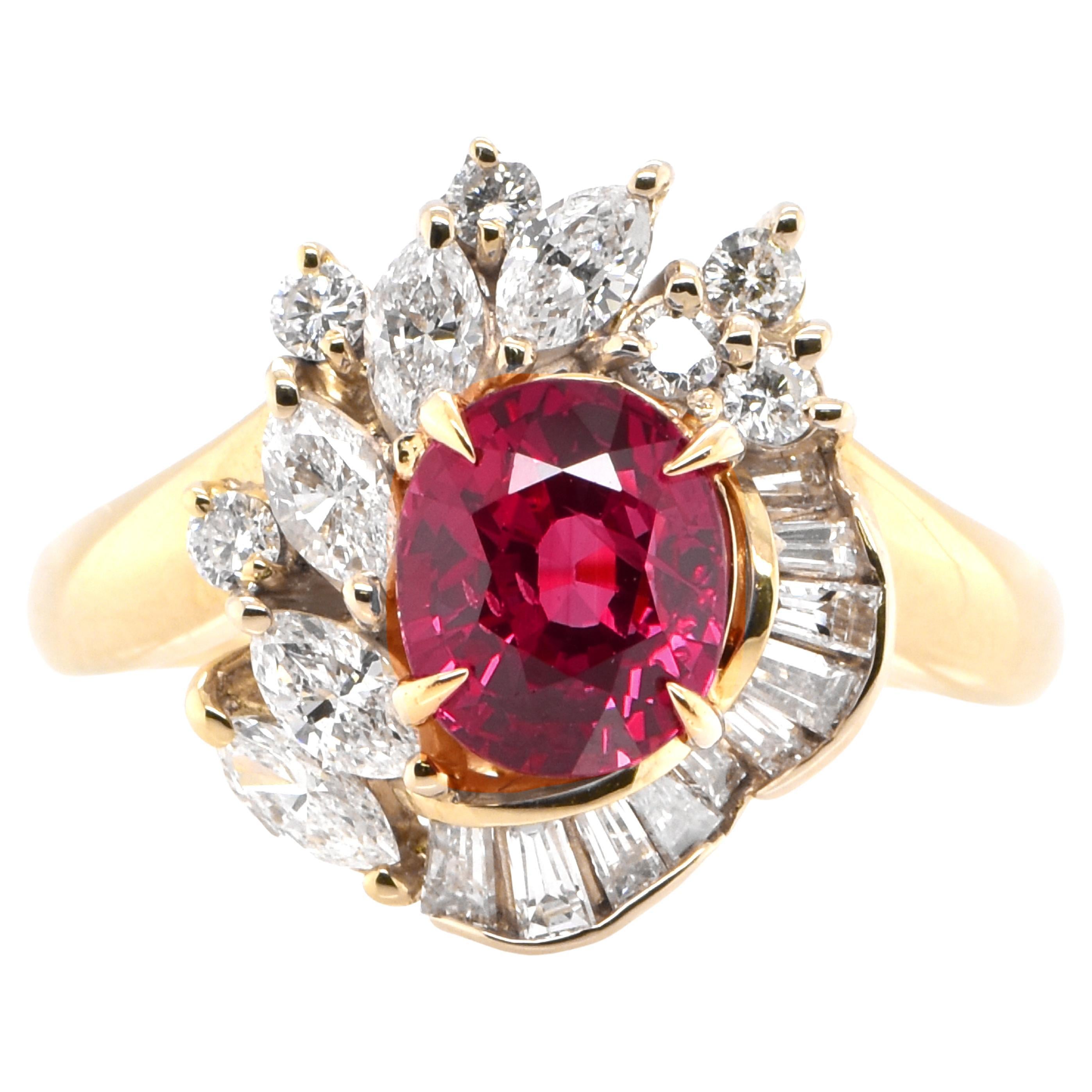 Ruby Ring in 18 Carat Yellow Gold Diamonds and Ruby 5.01 Carat For Sale ...