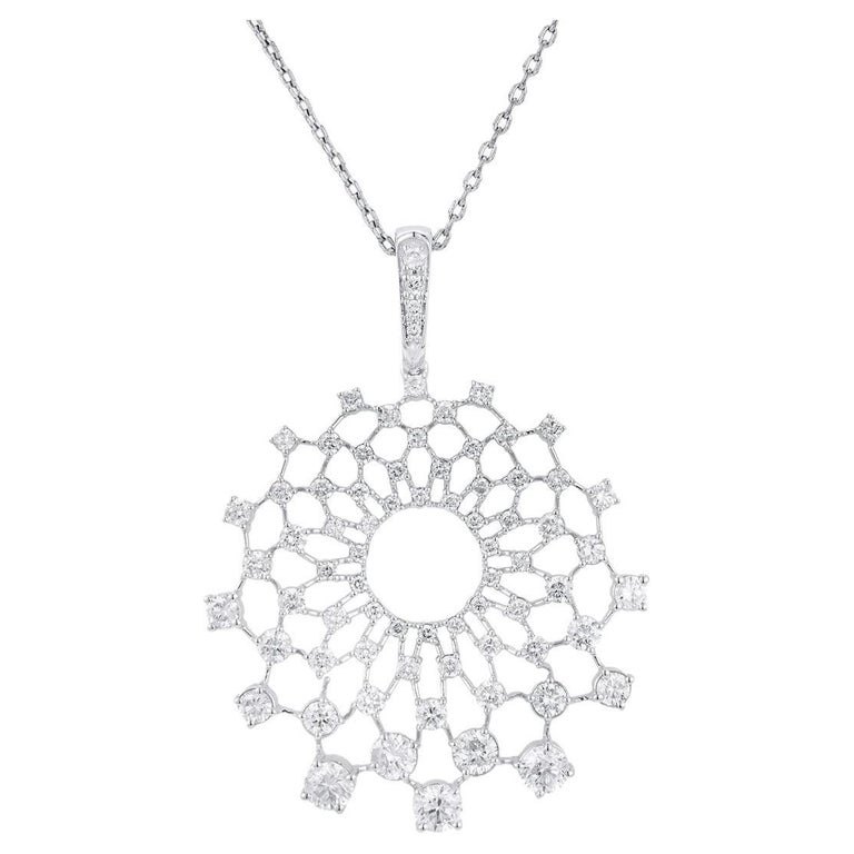 1.77ctw Geometric Graduated Natural Diamond Cluster Pendant Necklace ...