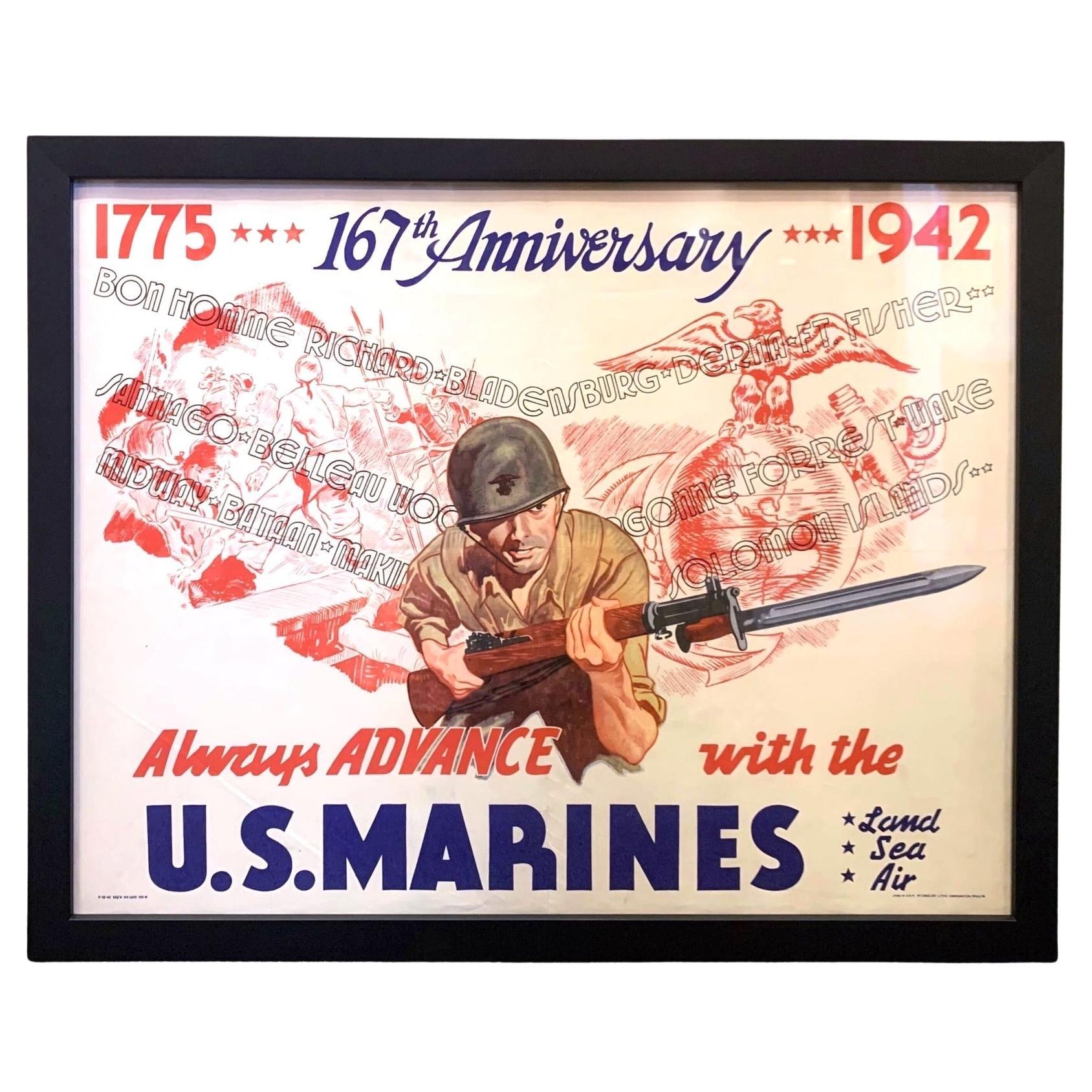 "1775- 167th Anniversary - 1942. Always Advance with the U.S. Marines ...