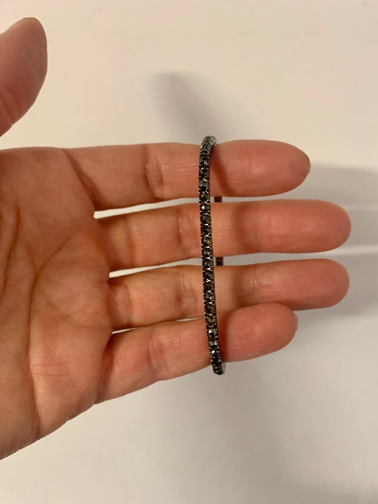 Unisex 1 78 Carat Black Diamond In 18kt Black Gold Tennis Bracelet For