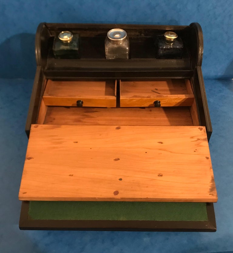 1780 Ebonised Fruitwood Tambour Top Writing Box at 1stDibs