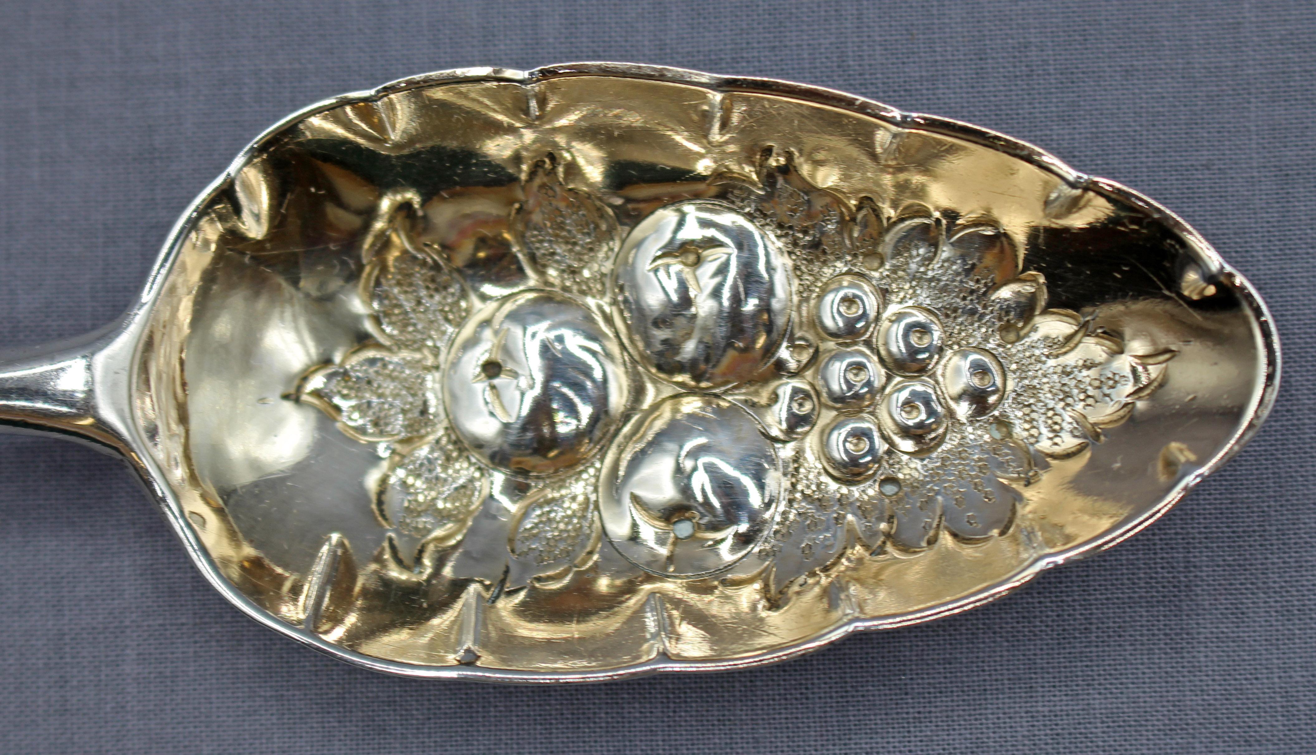 1789 English Sterling Silver and Gilt Dessert Spoon by Charles Hougham ...