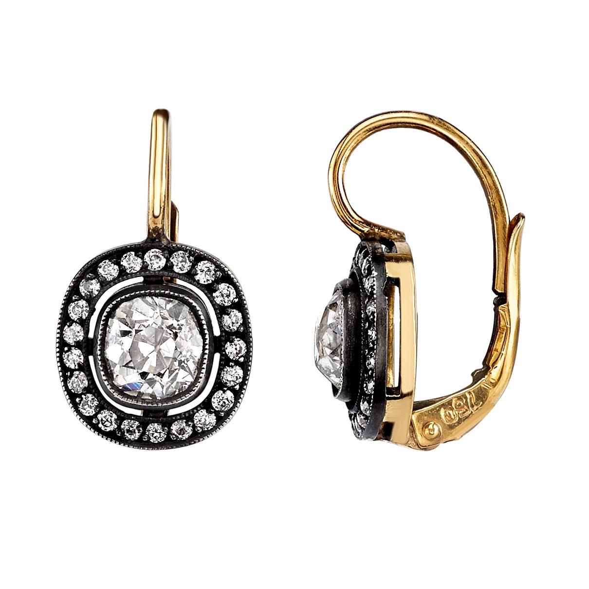Antique Diamond Silver Gold Single-Stone Earrings at 1stDibs | single ...