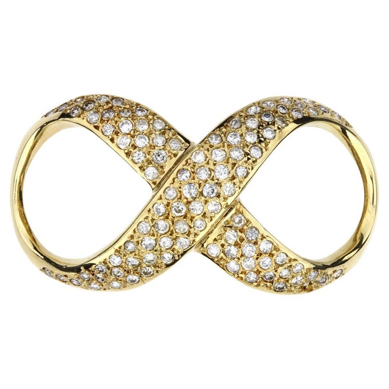 1.79 Carat Total Weight Diamond 14K Infinity Slide Pendant For Sale at ...