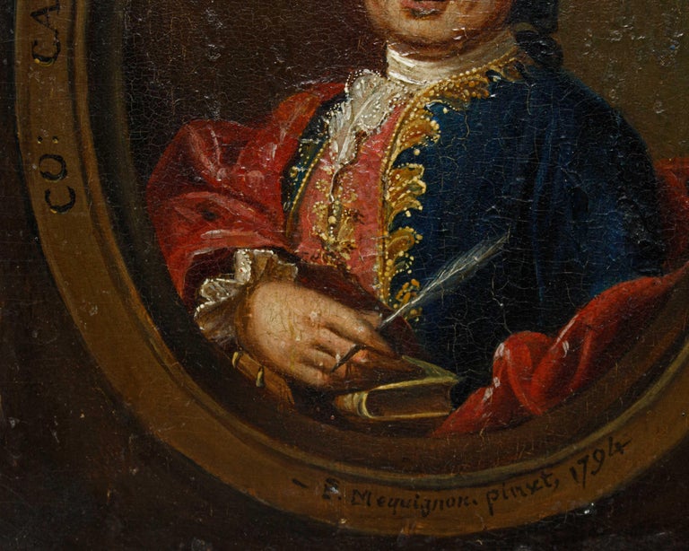 1794 Portrait of Carlo Gozzi Painting Oil Panel by Peter Mequignon For ...