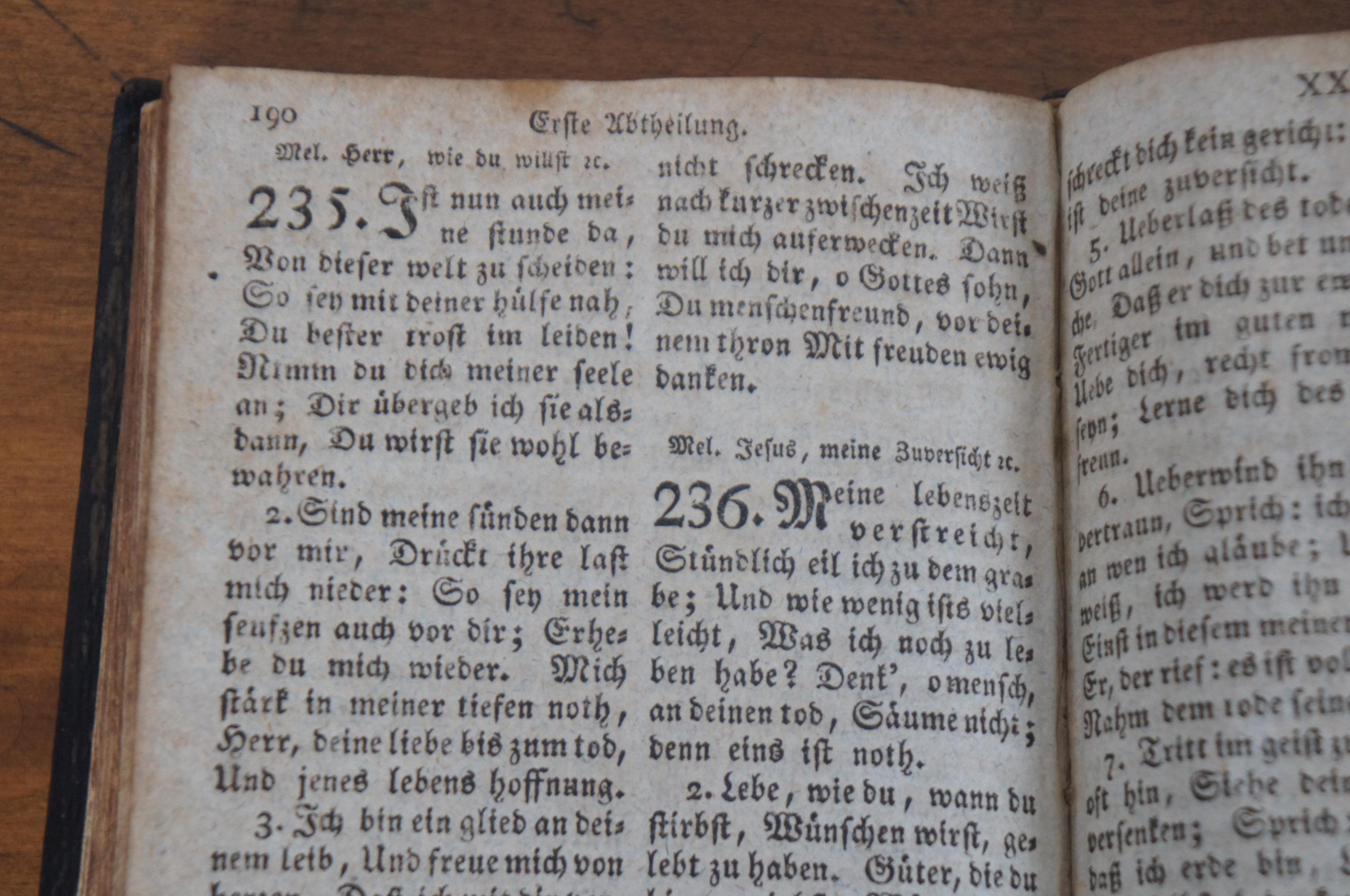1798 Antique 18thC German Lutheran Evangelical Hymnal Gesangbuch Song ...