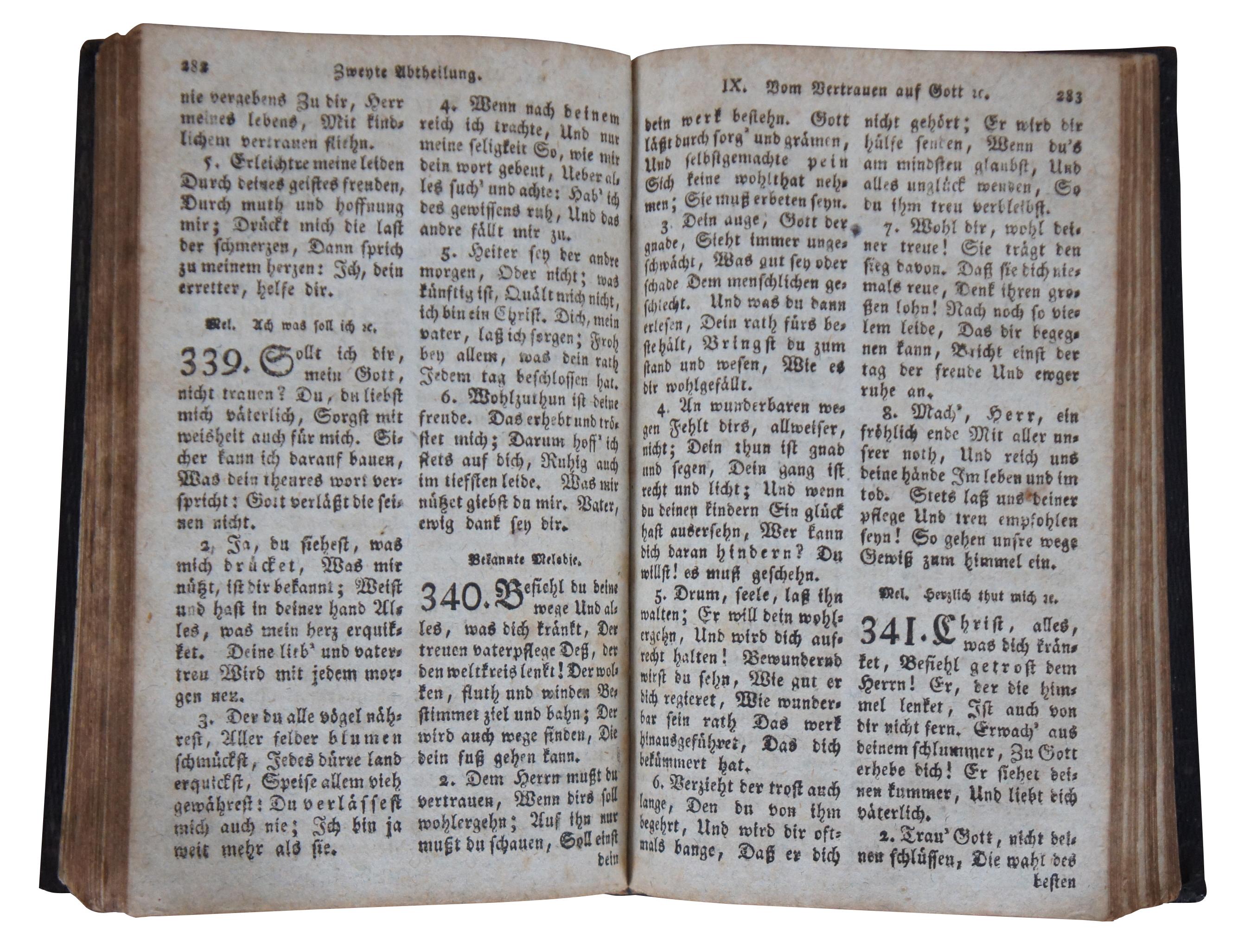 1798 Antique 18thC German Lutheran Evangelical Hymnal Gesangbuch Song ...