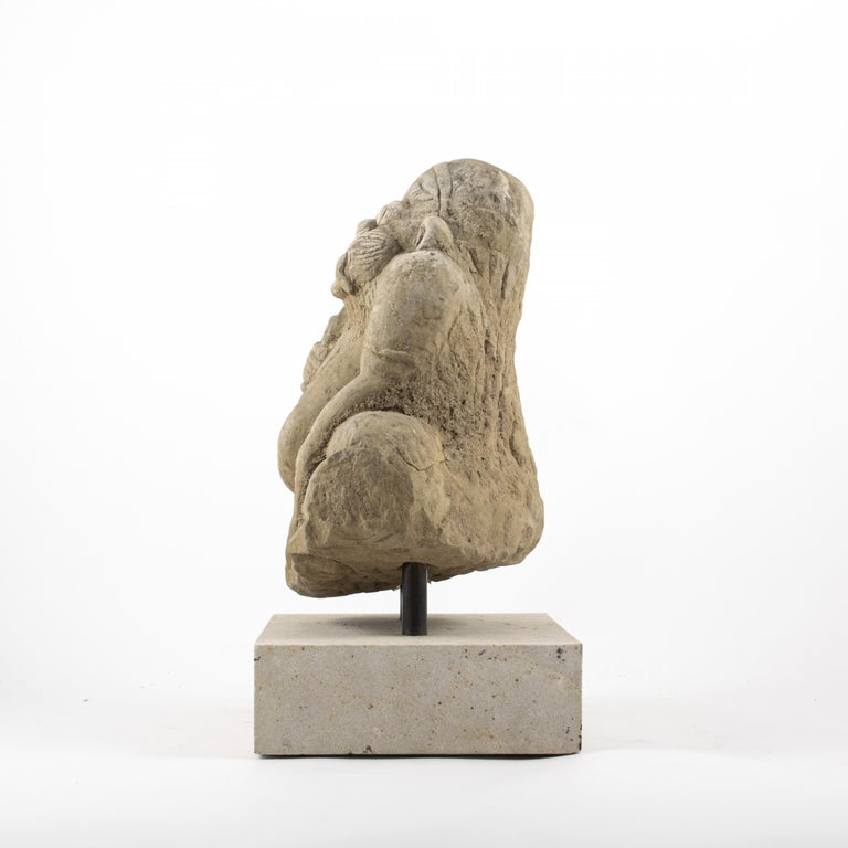 17th-18th Century Carved Sandstone Temple Sculpture of Demon from Burma ...