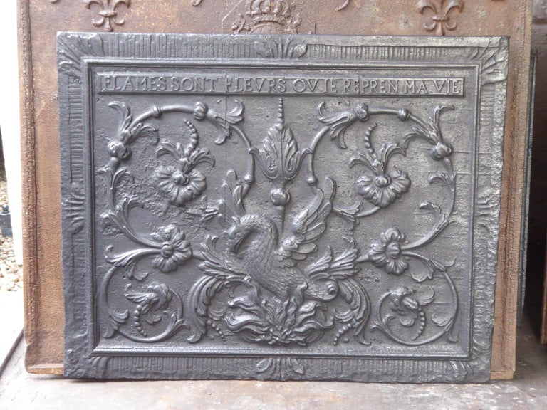 17th-18th Century French Louis XIV 'Phoenix' Fireback at 1stDibs
