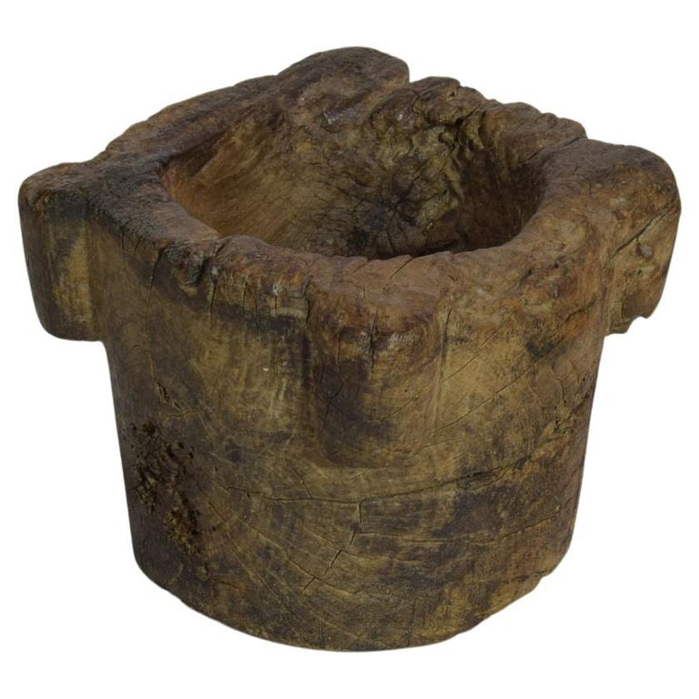 17th-18th Century, French Wooden Mortar For Sale at 1stDibs