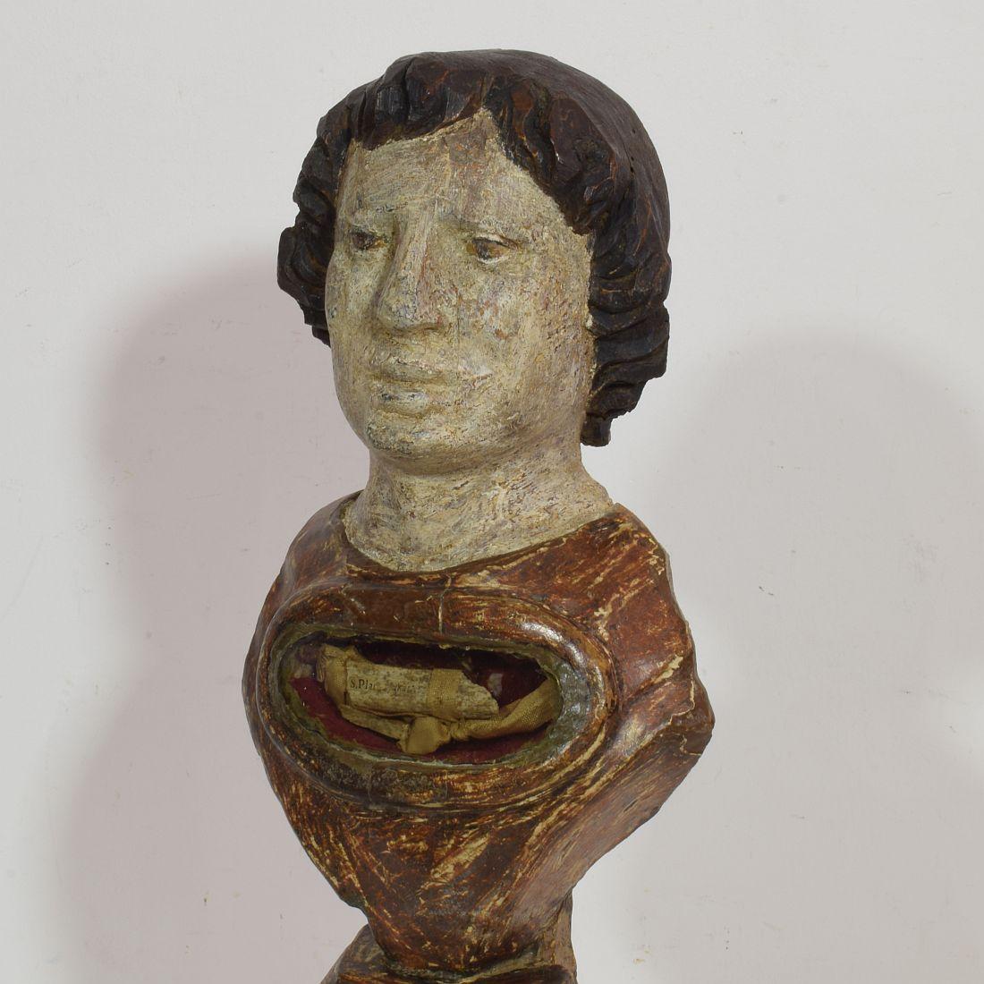 17th-18th Century Italian Wooden Reliquary Bust at 1stDibs
