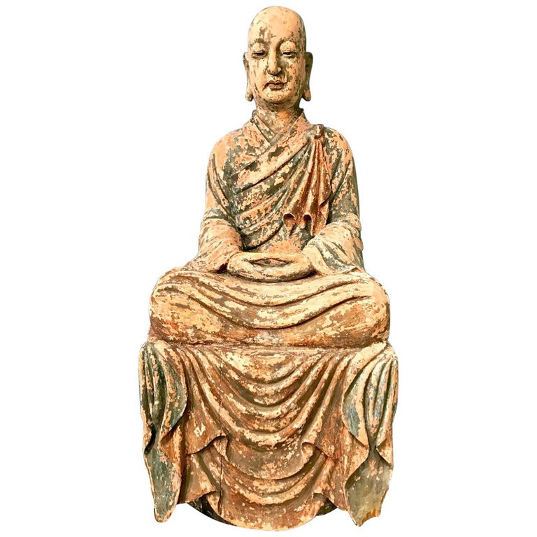 17th-18th Century Large Japanese Carved Wood Buddhistic Sage For Sale ...
