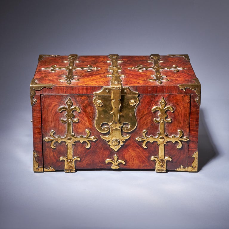 17th C. Diminutive William and Mary Kingwood Strongbox or Coffre Fort ...