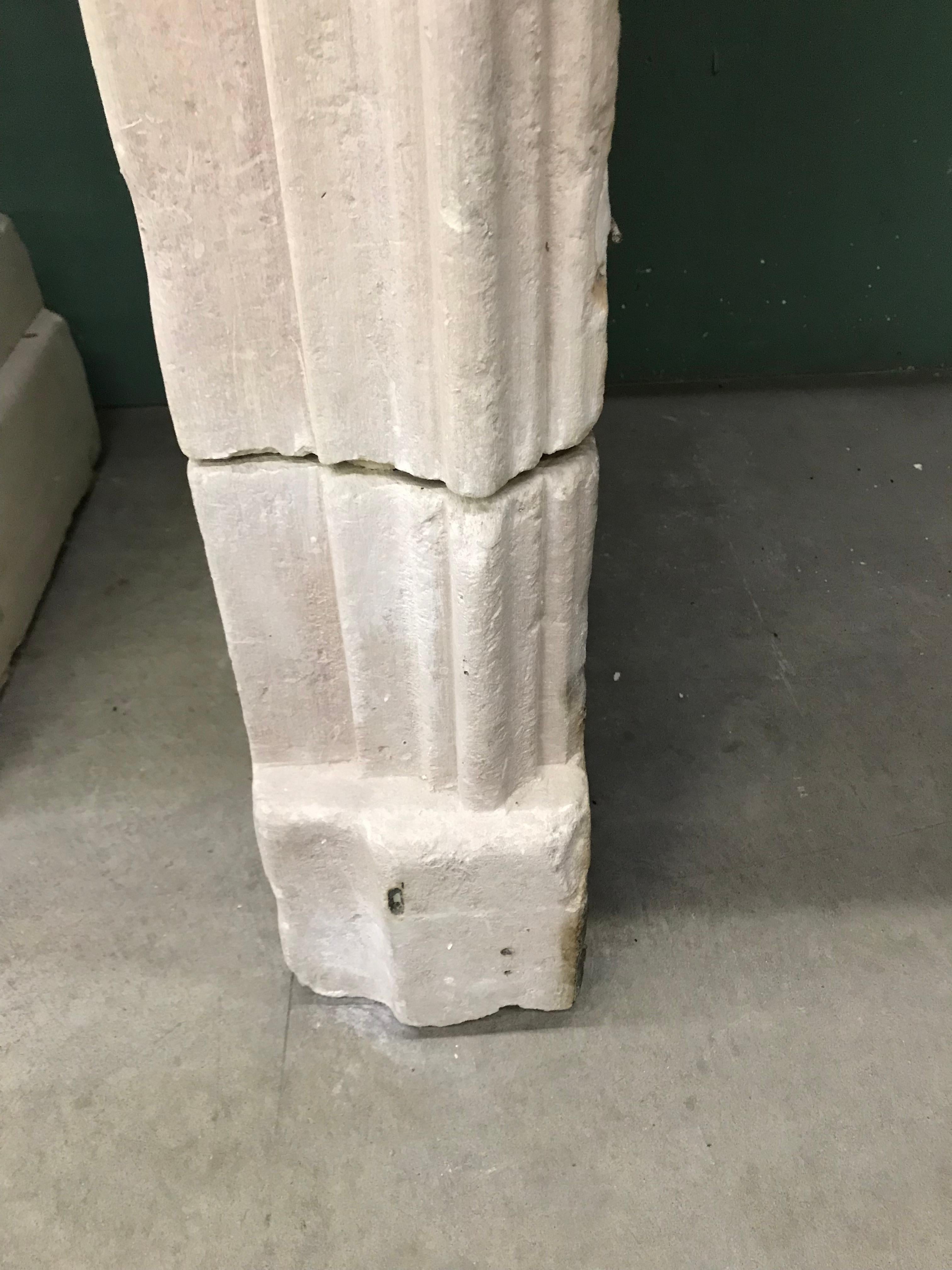 17th C Louis XIV Hand Carved Stone Chateau Fireplace Mantle surround ...