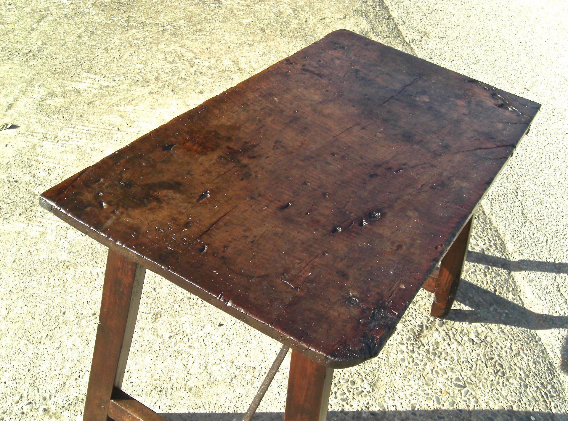 17th Century Spanish Trestle Leg Table, Walnut and Oak at 1stDibs