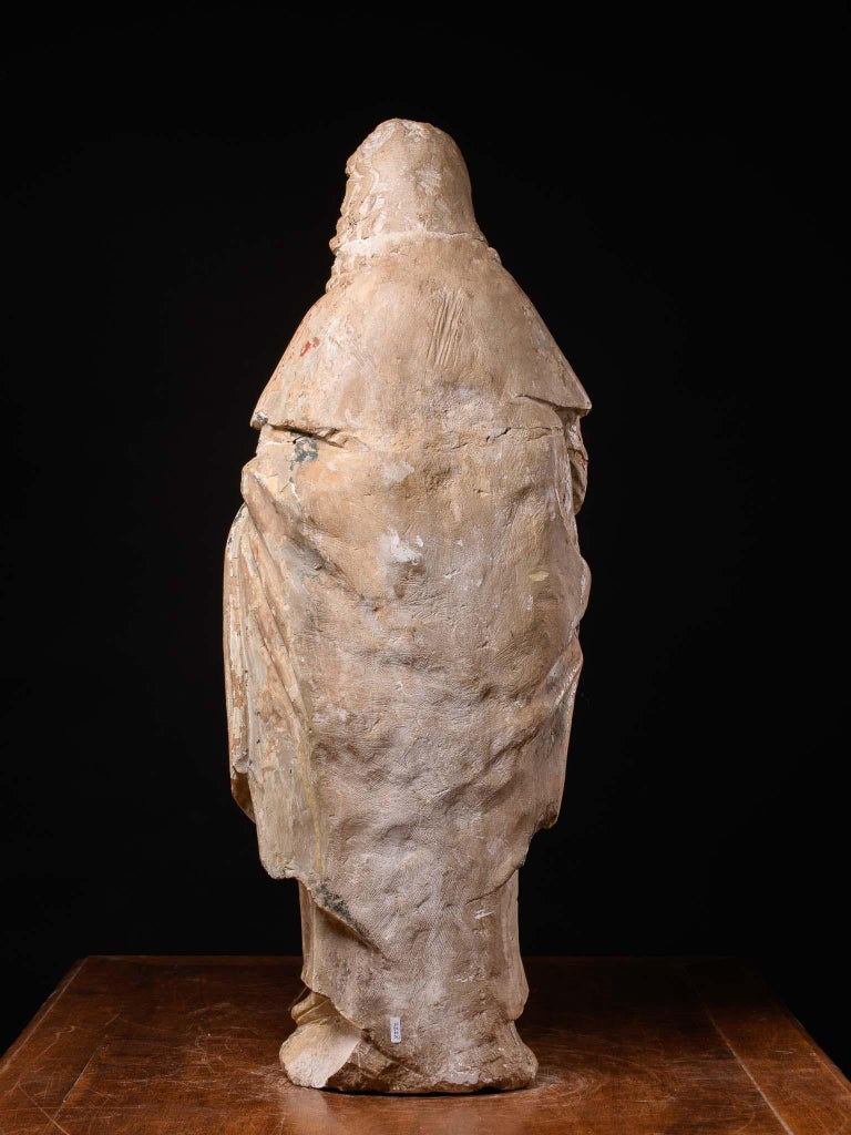 17th C Stone statue of Saint Erasmus or Saint Elmo For Sale at 1stDibs