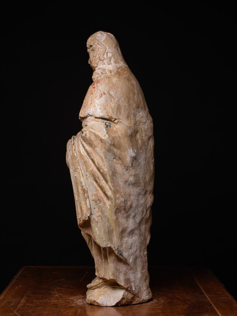 17th C Stone statue of Saint Erasmus or Saint Elmo For Sale at 1stDibs