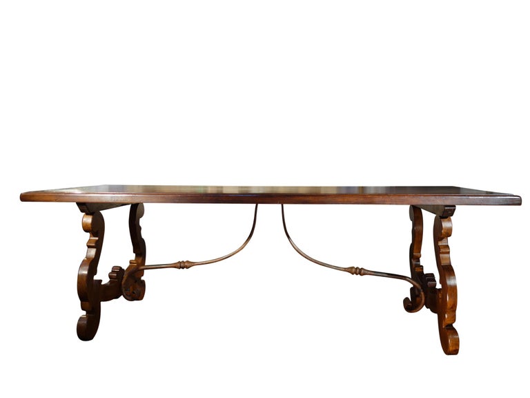 17th C Style Italian Walnut Refectory Dining Table Dark shellac finish ...
