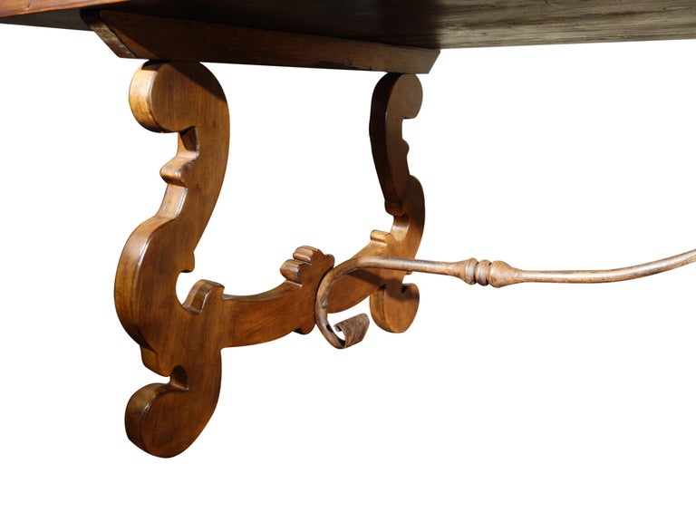 17th C Style Italian Walnut Refectory Dining Table Dark shellac finish ...