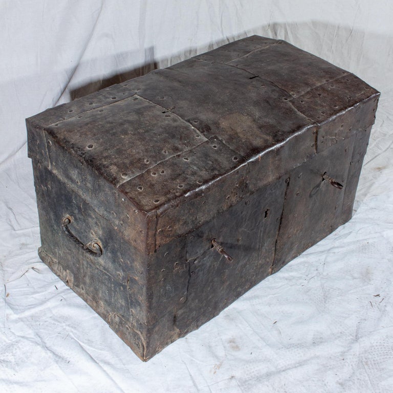 17th Century Swedish Iron Alms Chest with Keys at 1stDibs