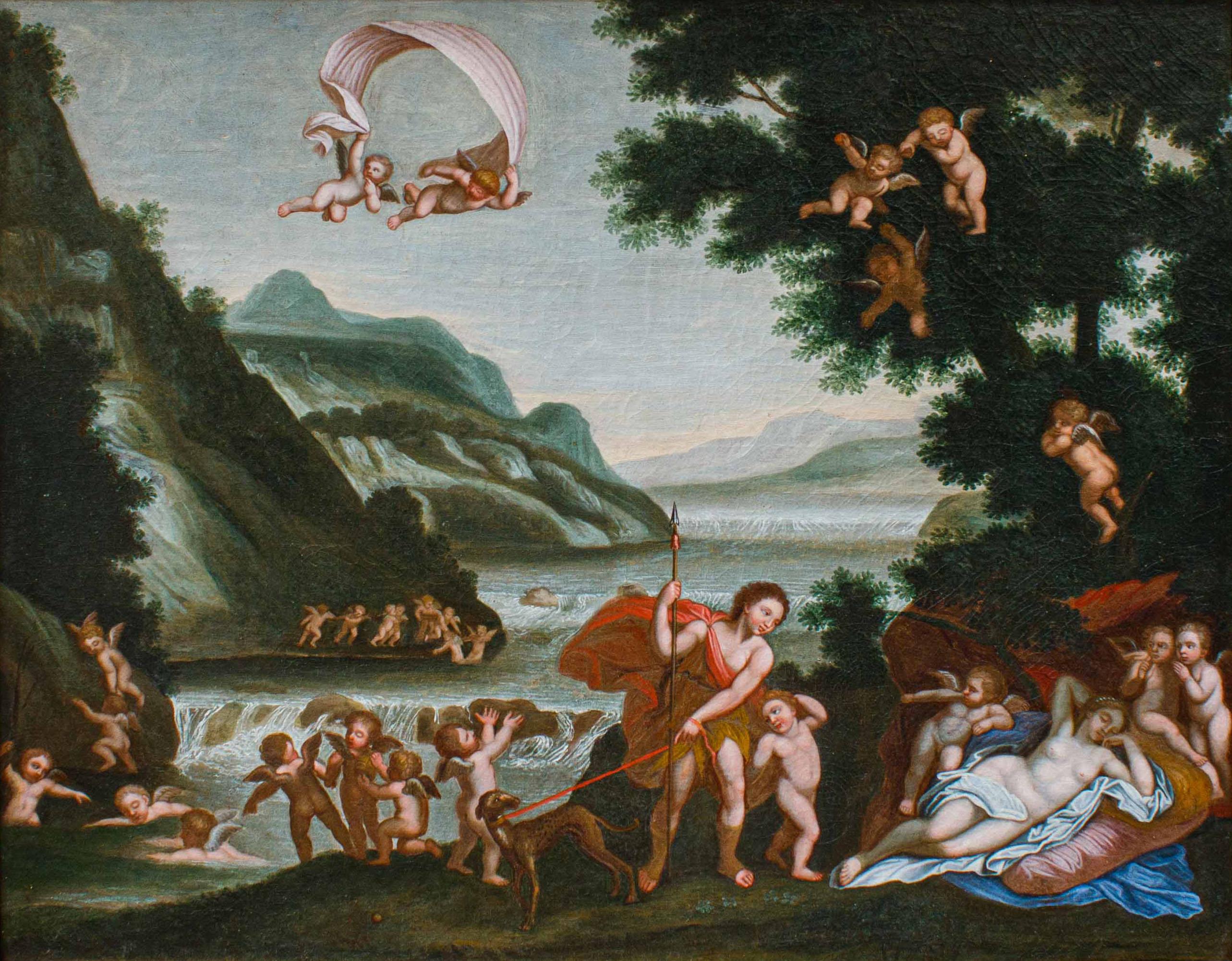 17th Century Adonis and Venus Painting by a Follower of Francesco Albani For Sale at 1stDibs