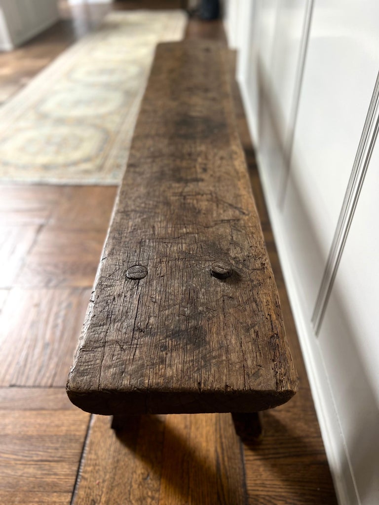 17th Century American Bench in Carved Pine with Incredible Patina For ...