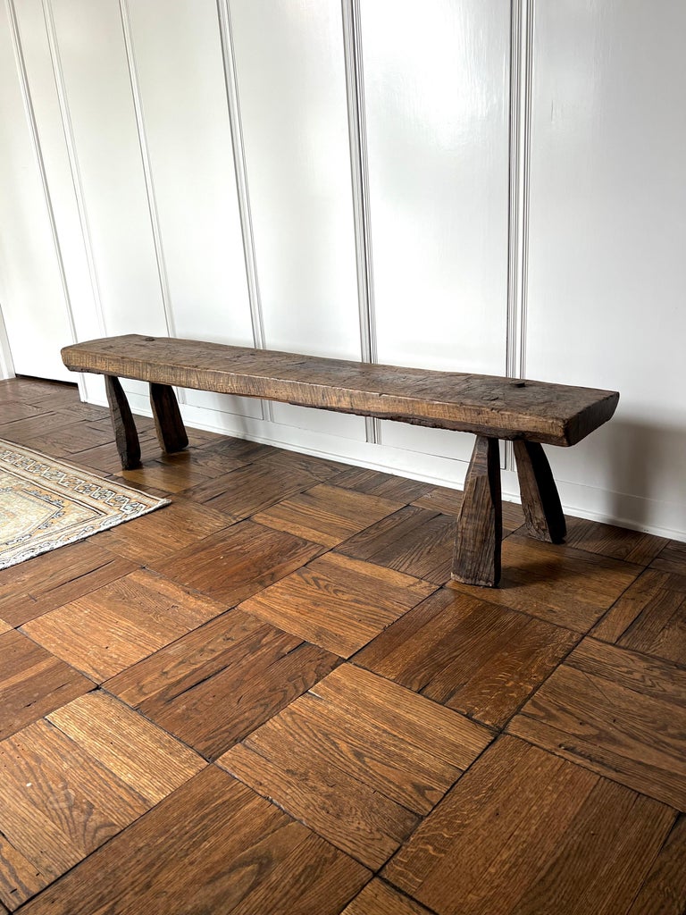 17th Century American Bench in Carved Pine with Incredible Patina For ...