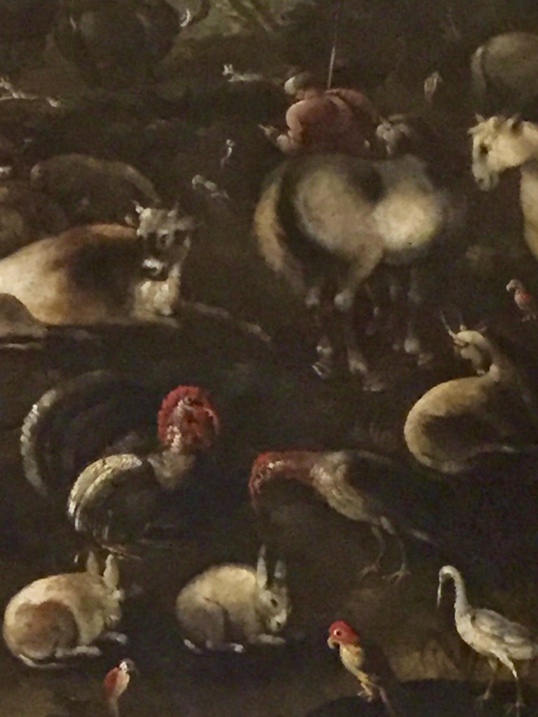 17th Century Italian Baroque Large Size Landscape Animals Entering Noah ...