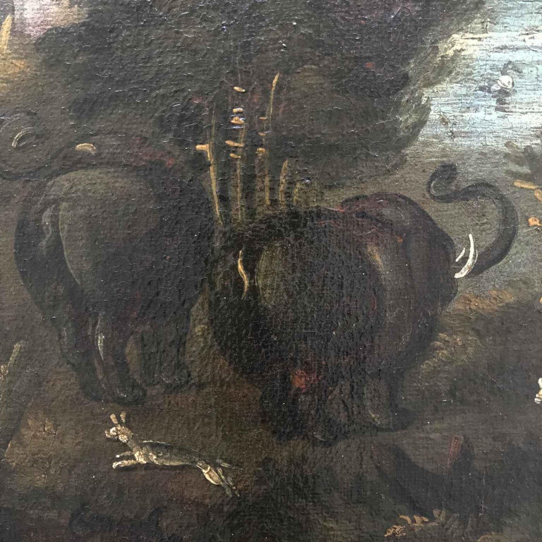 17th Century Italian Baroque Large Size Landscape Animals Entering Noah ...