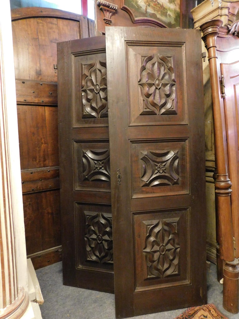 17th Century Antique 4 Doors for Interior, Baroque with 3 Carved Panels ...