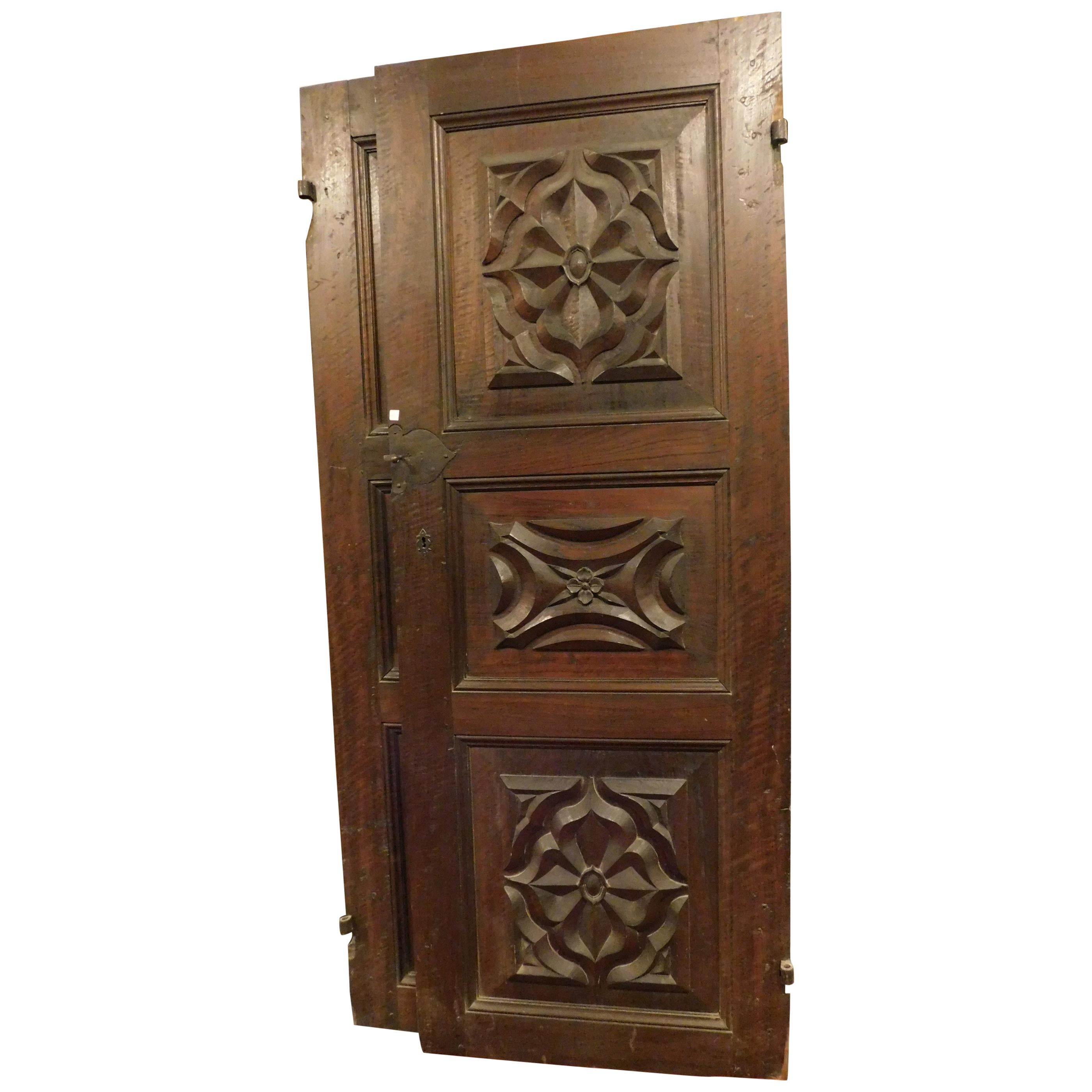 17th Century Antique 4 Doors for Interior, Baroque with 3 Carved Panels ...