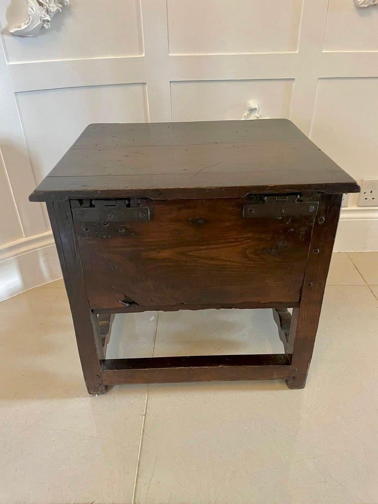 17th Century Antique Oak Box Stool For Sale at 1stDibs