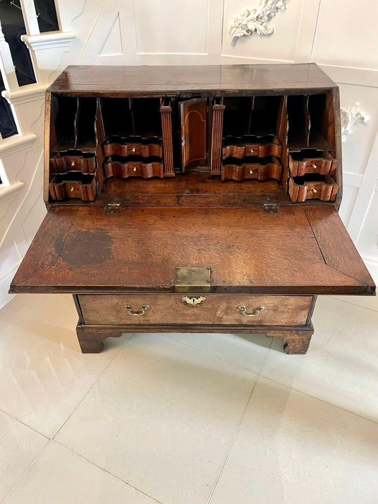 17th Century Antique Quality Oak Bureau with Outstanding Interior For ...