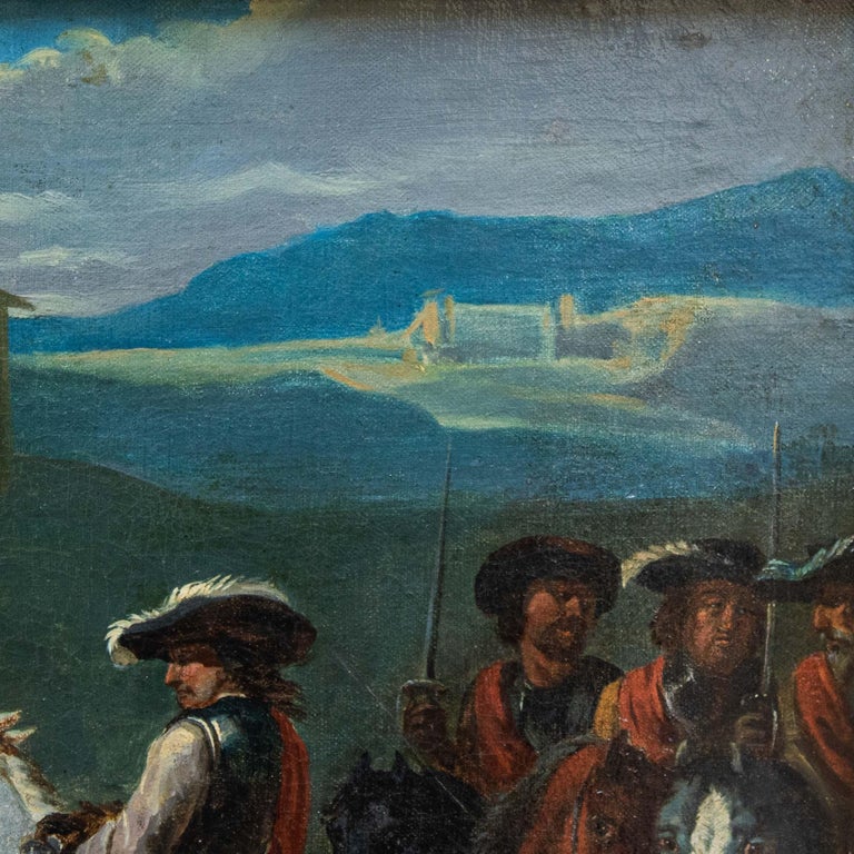 Peinture à l'huile sur toile - Scène de bandité du 17ème siècle par ...