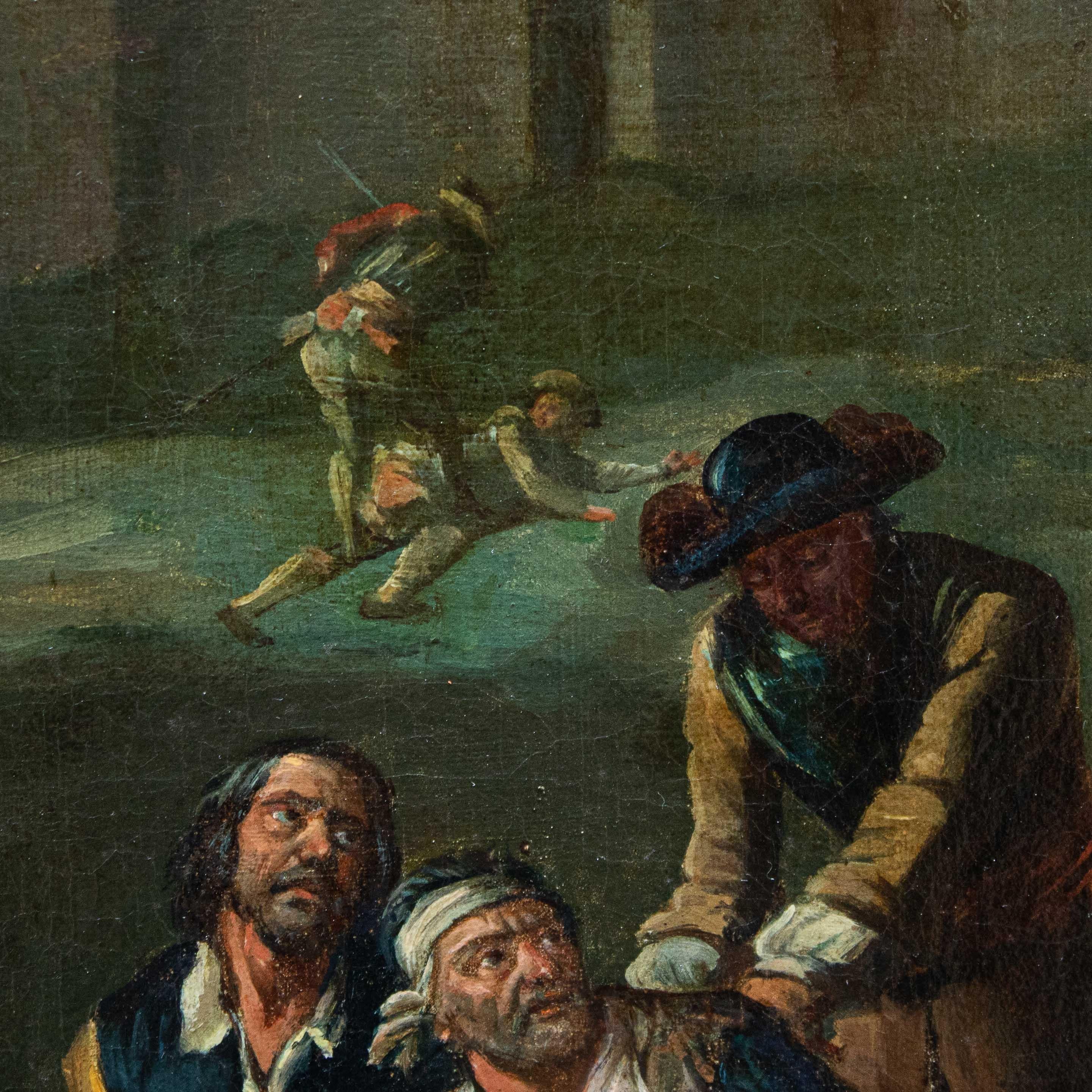 17th Century Bandity Scene Painting Oil on Canvas by Giovanni Reder For ...